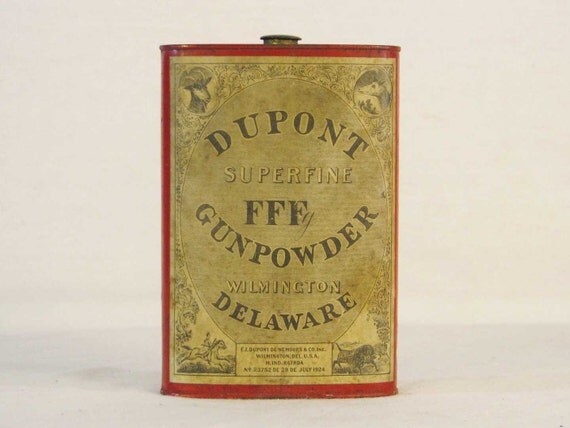 Items similar to Vintage Dupont Tall "Oval Shaped" Gunpowder Tin by ...