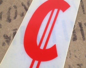 Vintage RED plastic sign symbol cent sign 6" tall