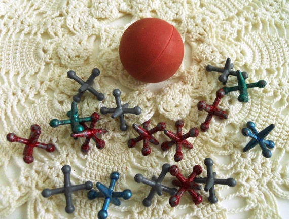 Vintage Jacks and Ball Game 15 Metal Jack Pieces.