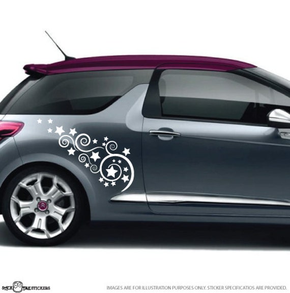 StickTak Stickers 2 x Stars Swirl Car Vinyl Decal Stickers