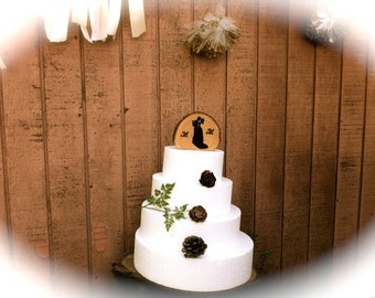 Rustic wedding cake topper wooden mushroom forest country fall