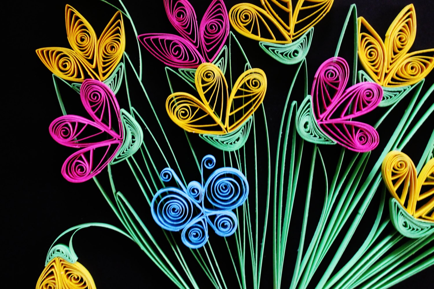 Paper Quilled Art Spring Time Flowers OOAK by Quilling247