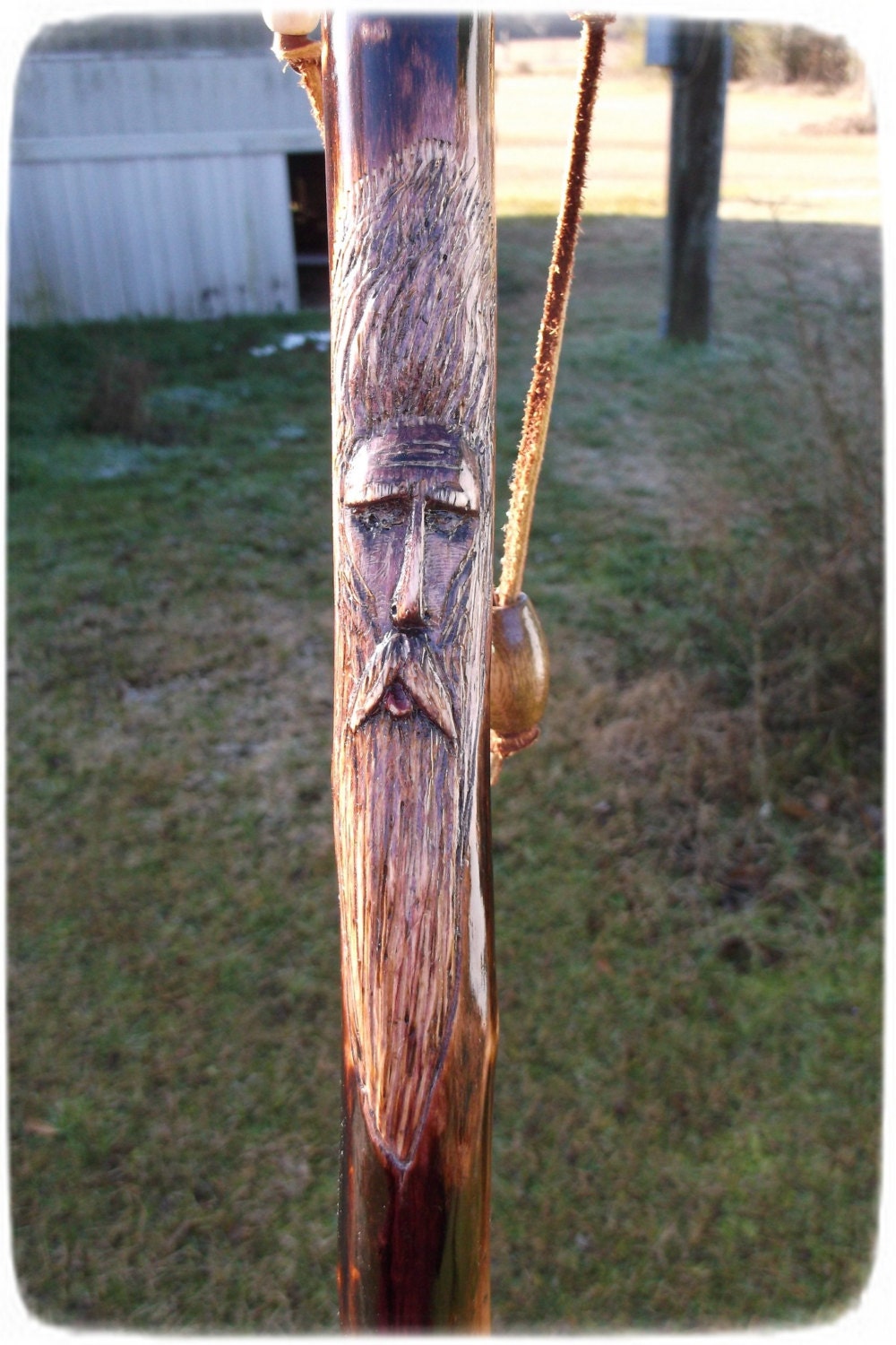Items similar to Hand Carved, Wood Spirit Hiking Stick / Walking Stick ...