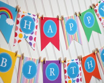 Happy birthday flag | Etsy