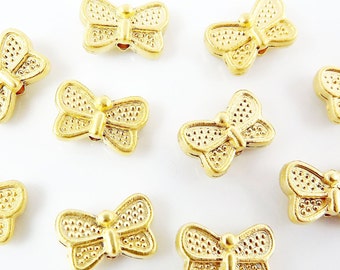 Spool shaped Beads Spool Bead Spacers Gold Beads 22k Matte