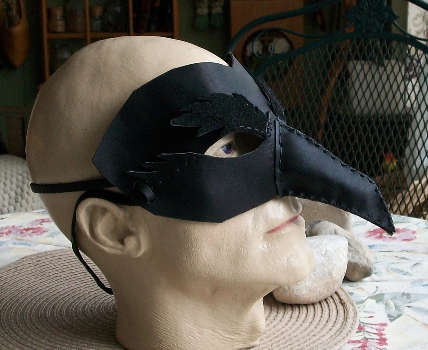 Black Leather Mask Bird Beak Small Animal by LAFuellingFacades
