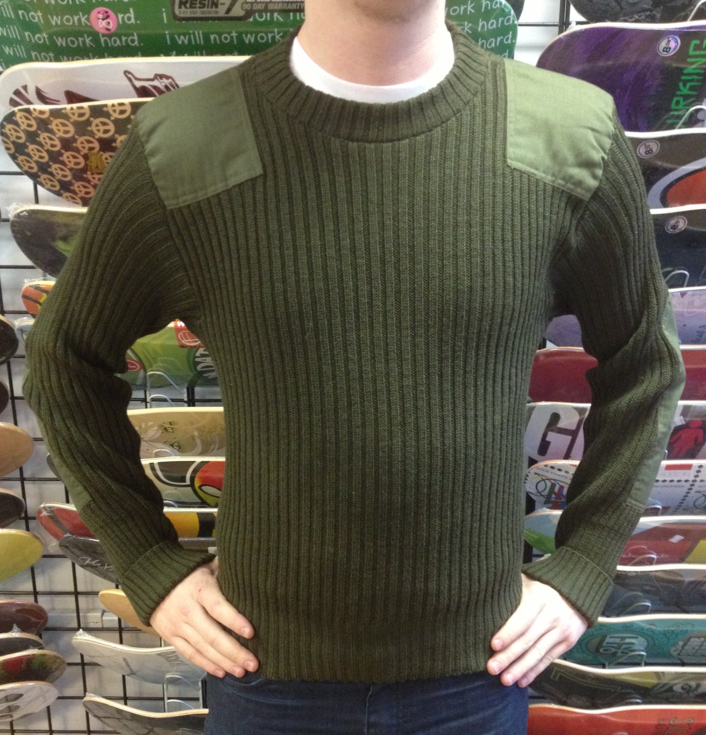 Men's Vintage Marines Wool Sweater Military Surplus Size