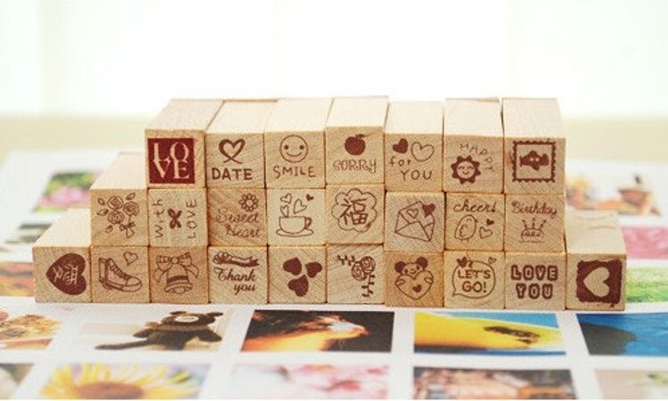 Love Diary Stamp Set Wooden Rubber Stamp Set by AllisonDIY