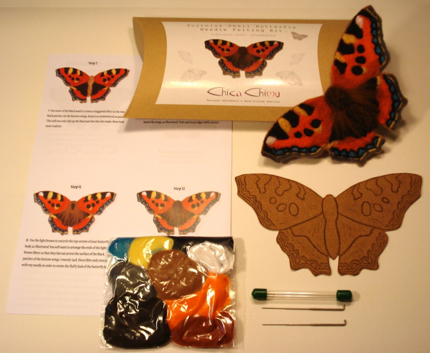 Tortoise Shell Butterfly Needle Felting Kit