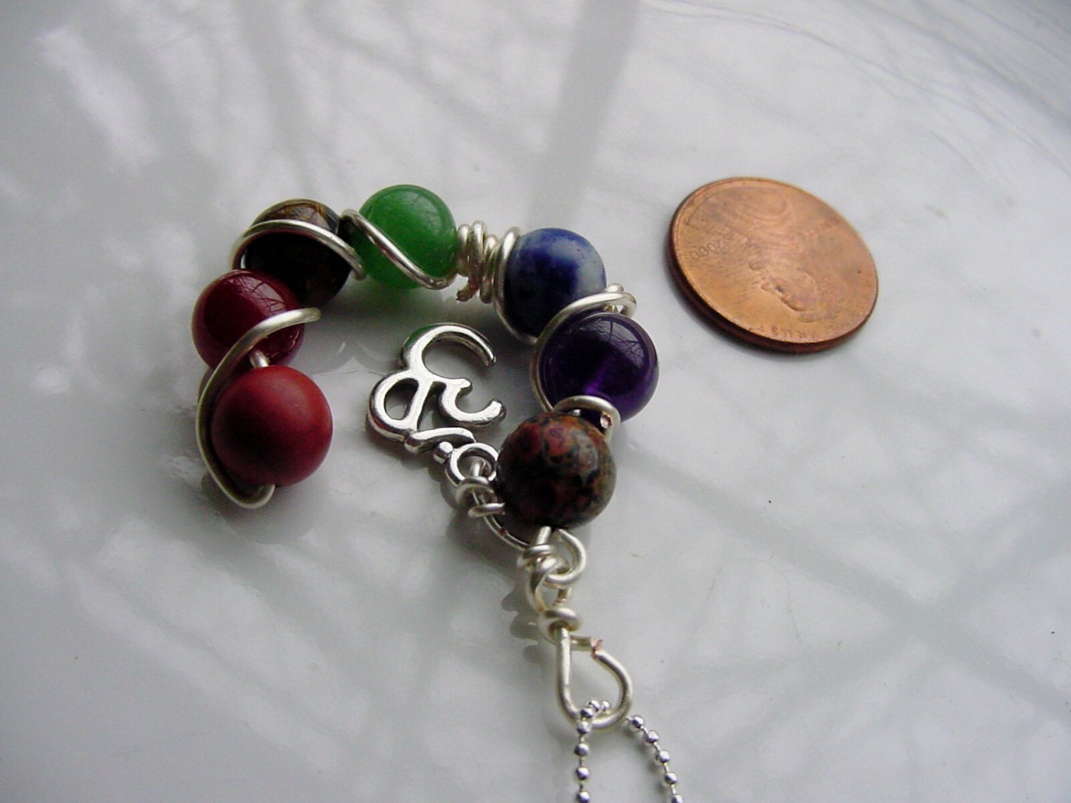 7 Chakra OM Charm Pendant Gemstones by CherylsHealingGems