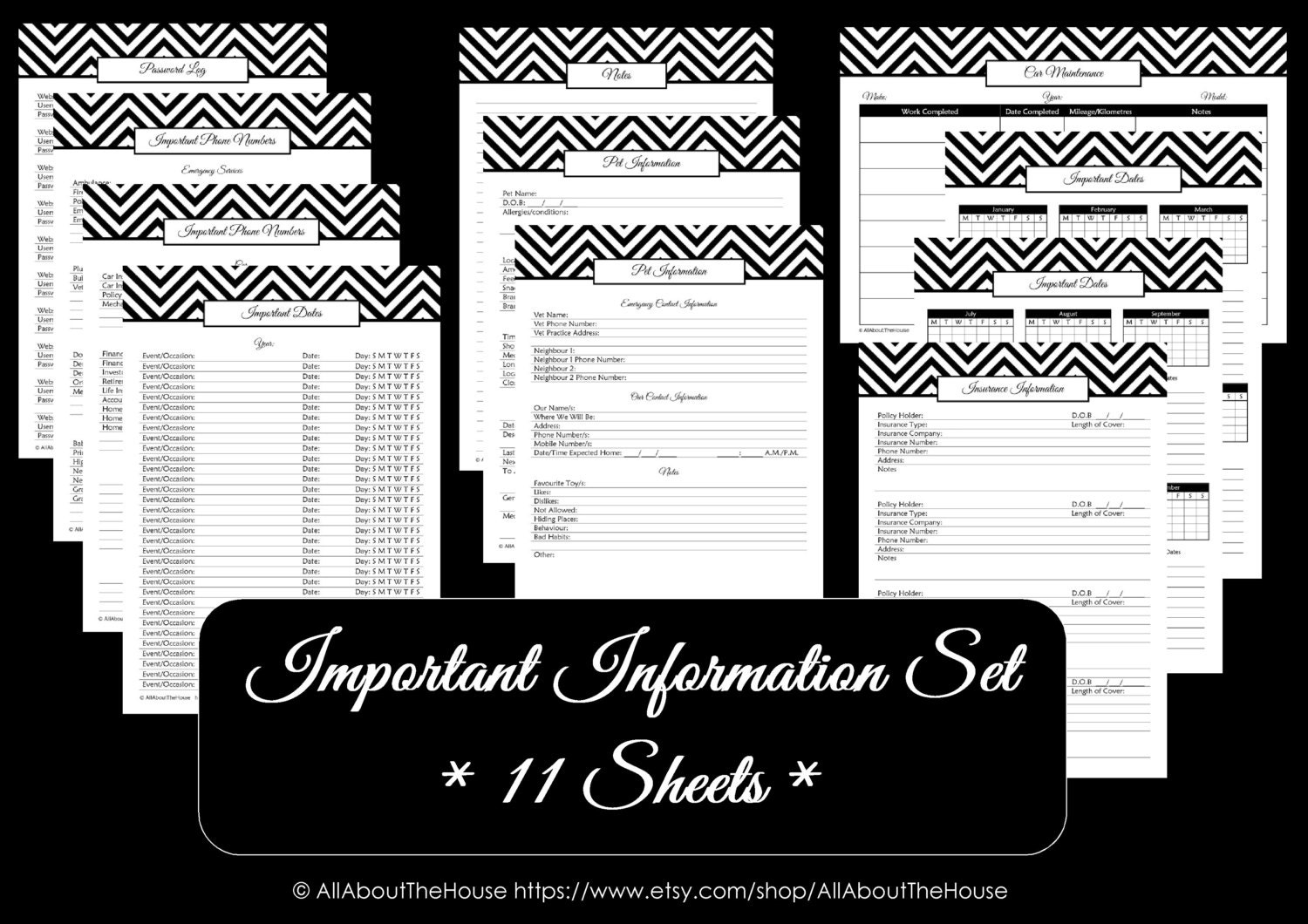 Important Information Printables Home Organisation