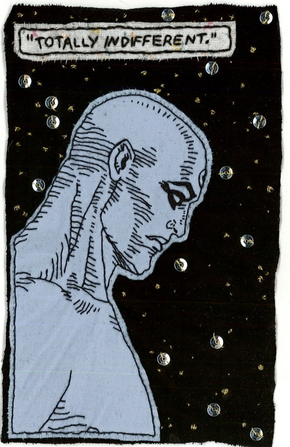 [Pickup] "Totally Indifferent" - Had a go at embroidering a denim ...