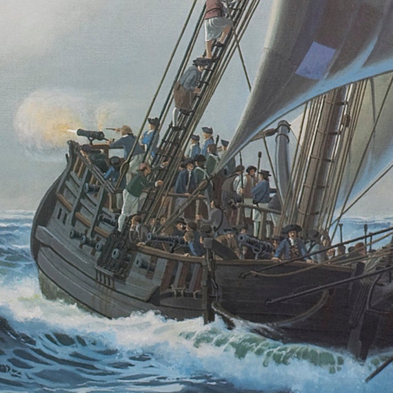 Sloop PROVIDENCE John Paul Jones pursued by HM frigate SOLEBY