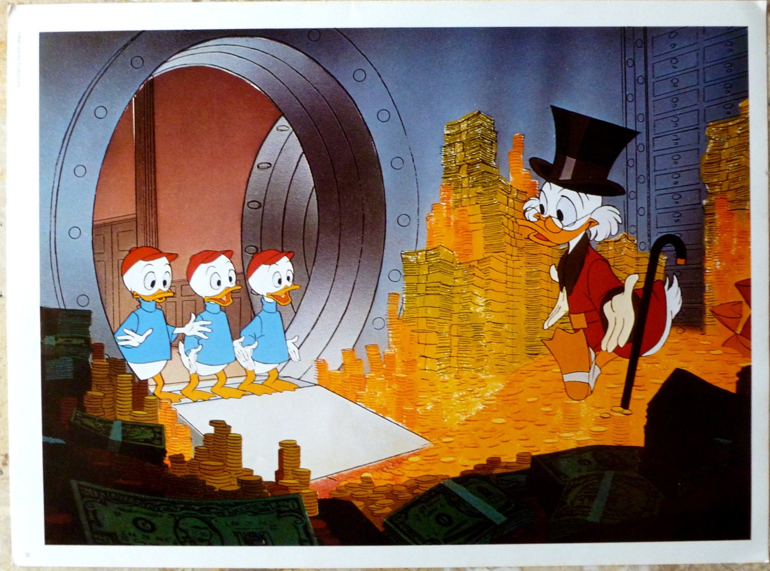 Vintage Disney Poster Uncle Donald Duck and His Money