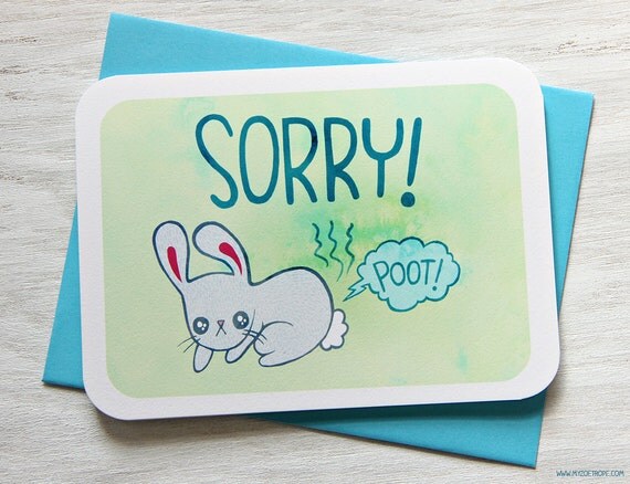 Items similar to Sorry - Bunny Poot -Notecard, apology card on Etsy