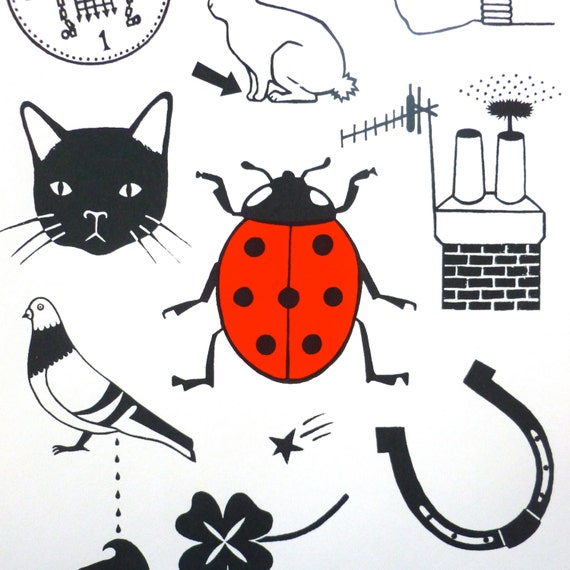 Art Screen Print Lucky Things Limited Edition Typography