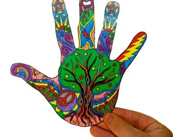 Wave Life-Size Hand Drawing Reiki Peace Sign by SwirlGirlDesigns