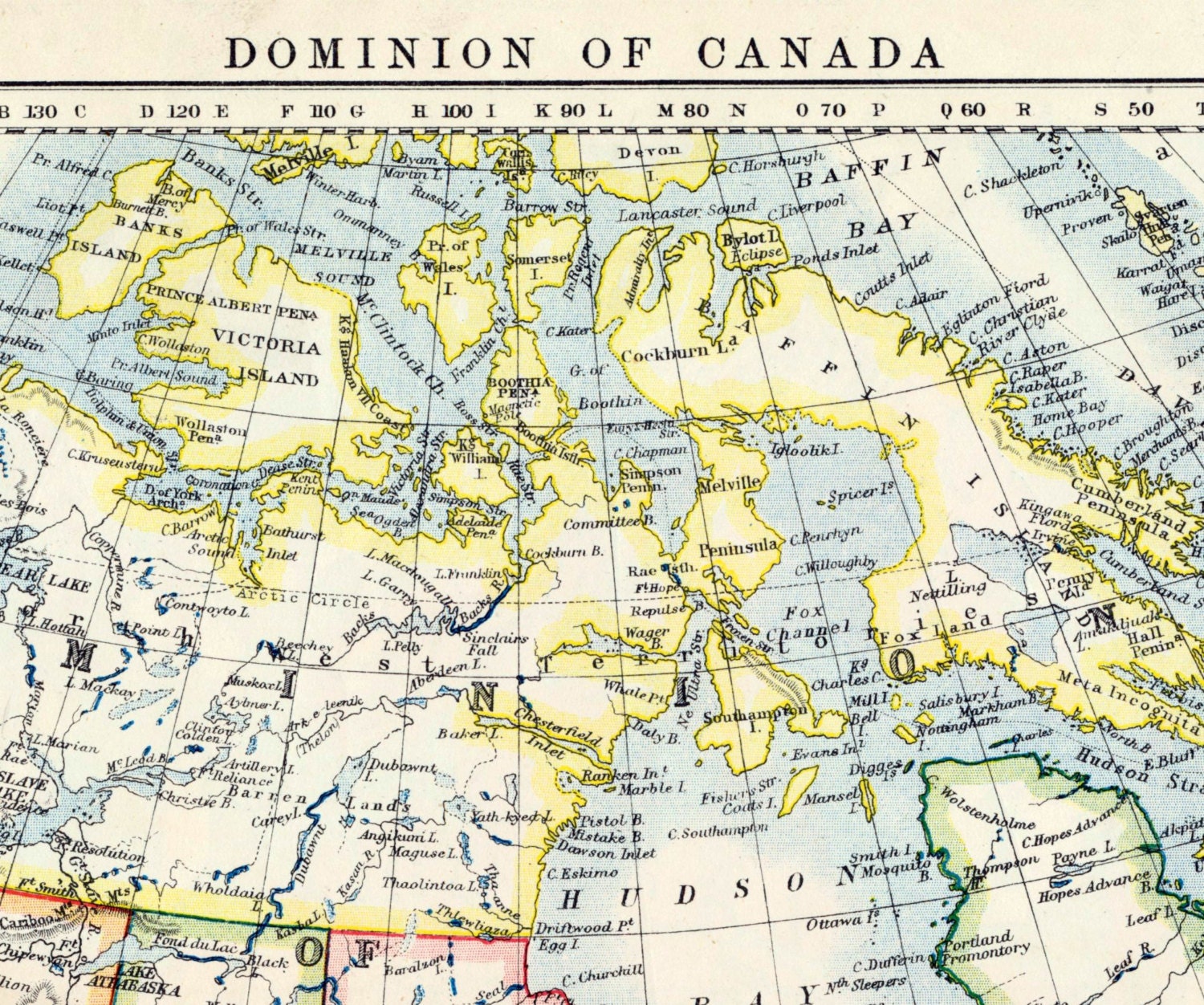 1914 Vintage Map of the Dominion of Canada