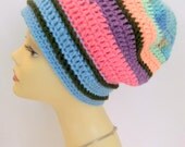Items similar to Multi-Color Crochet Beanie Hat on Etsy