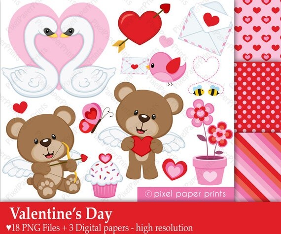 Valentine's Day - Digital paper and clip art set by Pixel Paper Prints ...