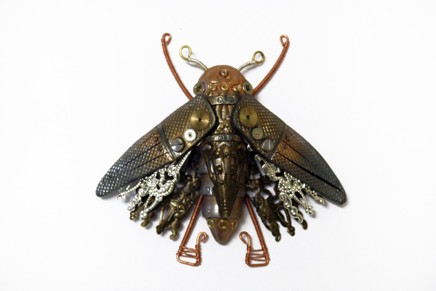 BEETLE Scrap metal insects metal effect polymer clay with