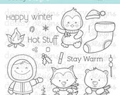Items similar to Digital Stamp Art " Happy Winter" on Etsy