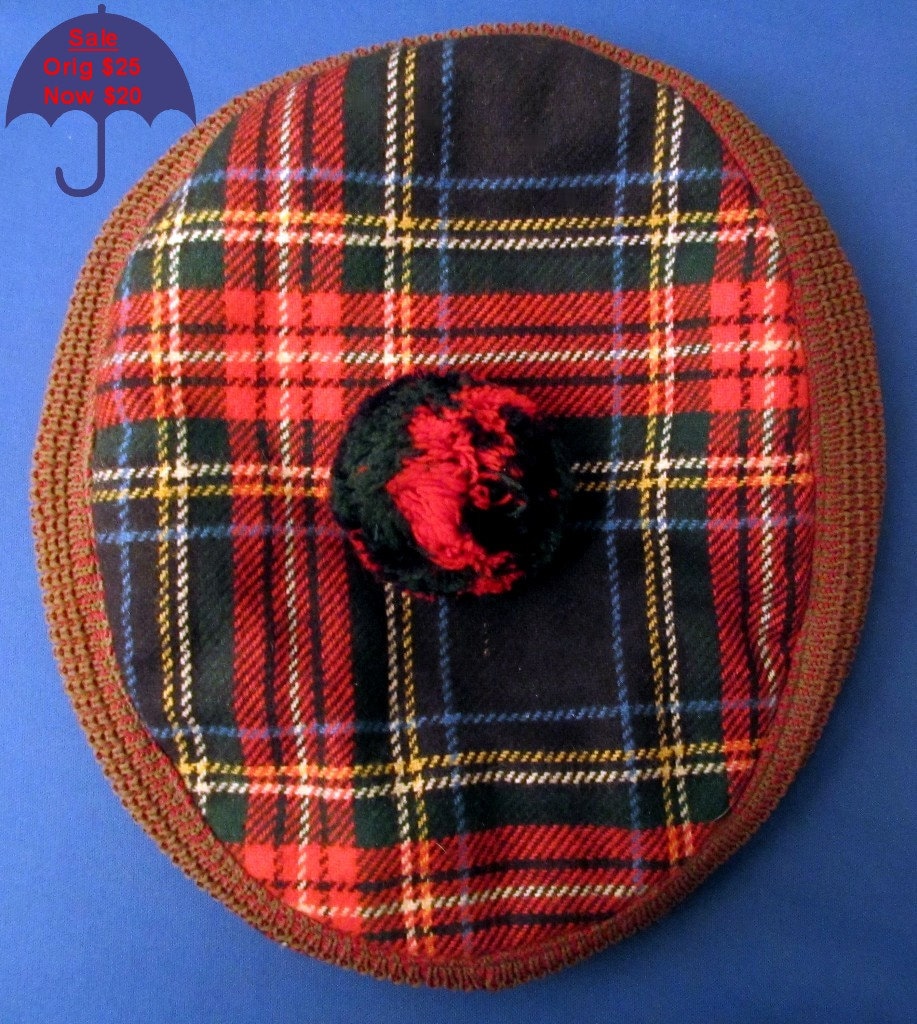 SALE-Vintage Clothing Genuine Scottish Golf Cap in Tartan