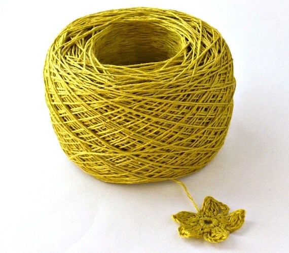 Crochet Thread 3 Ply Linen Thread Mustard by Nothingbutstring