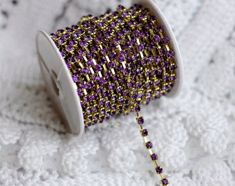 3 Feet Aqua Blue Australia Rhinestone Chain Crystal Silver