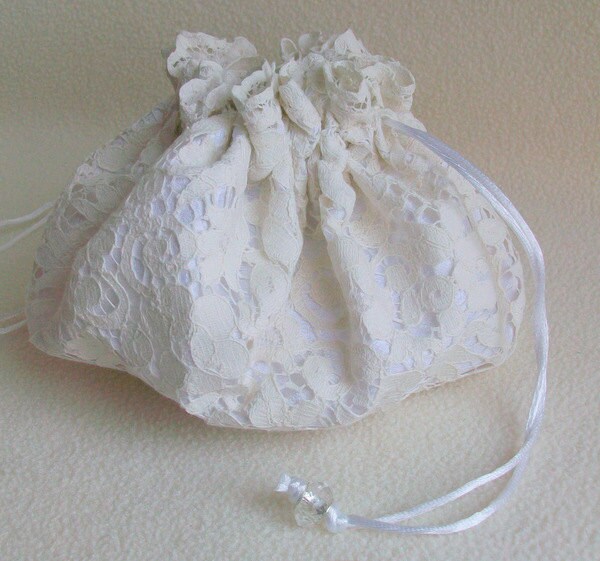 Brides Bag Bridal Drawstring Pouch Wedding Purse Reused