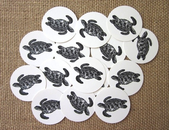 Sea Turtle Tags Round Paper Gift Tags Set of 10