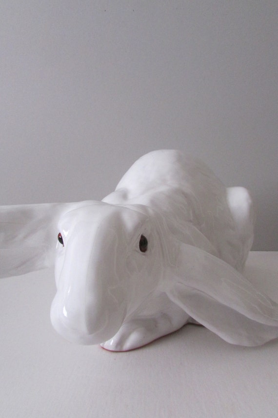 extra LARGE white ceramic bunny rabbit figurine // baby