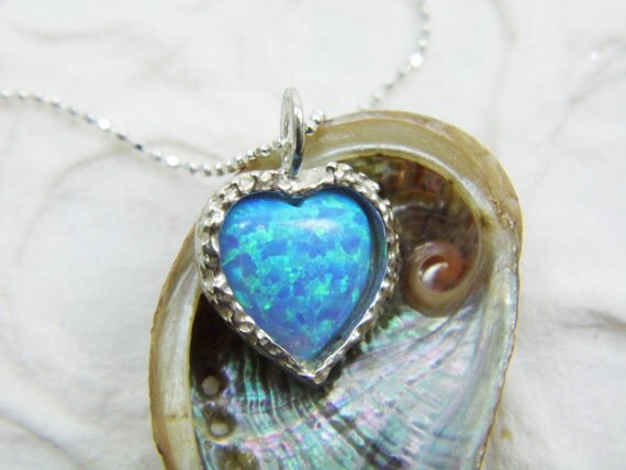 Items Similar To Romantic Sterling Silver Heart Opal Necklace Sn 2428 T For Her Opal