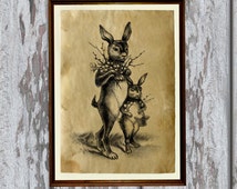 Popular items for rabbit art print on Etsy