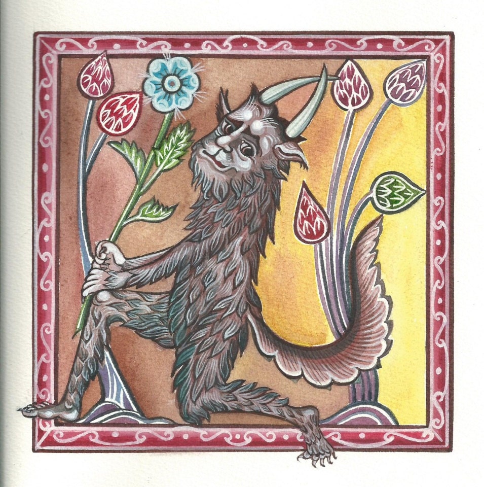 Medieval Devil. Original hand painting.