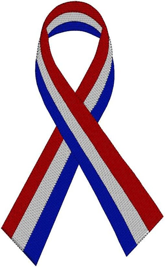 Awareness Ribbon Mini Red White Blue Flag by DesignByTheStitches