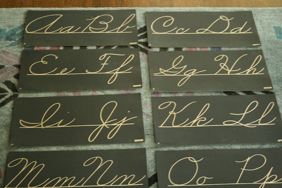Vintage Schoolhouse Cursive Alphabet Wall Cards