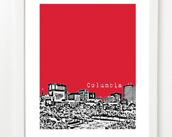 Columbia SC Skyline Print Columbia sc art Columbia SC
