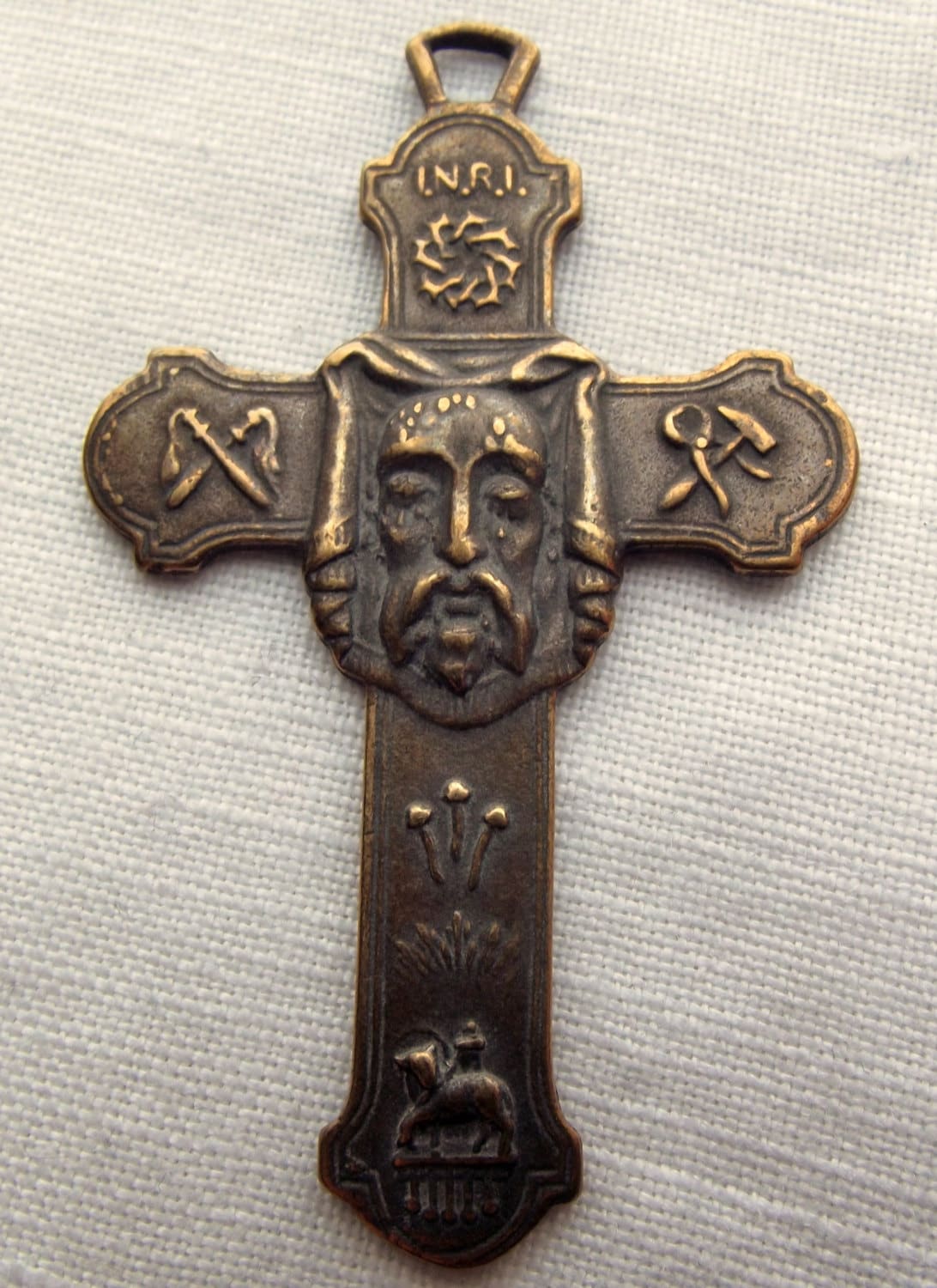 Bronze Holy Face Cross Face of Jesus