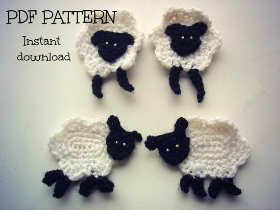 Crochet applique pattern crochet sheep by TheLazyHobbyhopper