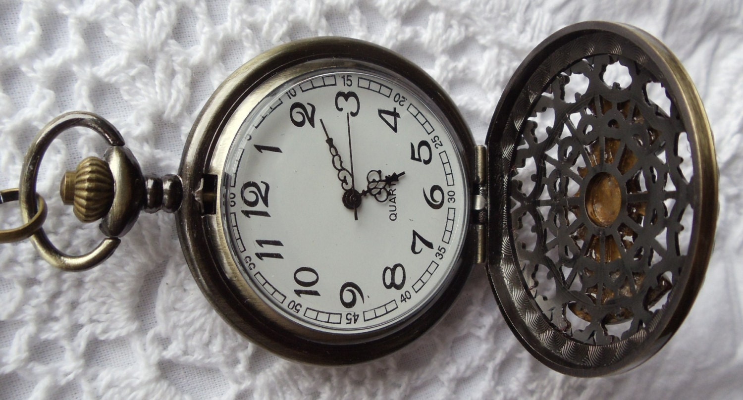 Bat pocket watch Men's goth bat pocket watch in antique