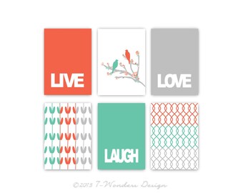 Inspirational prints Live Love Laugh // Wall of Inspiration // SET of ...