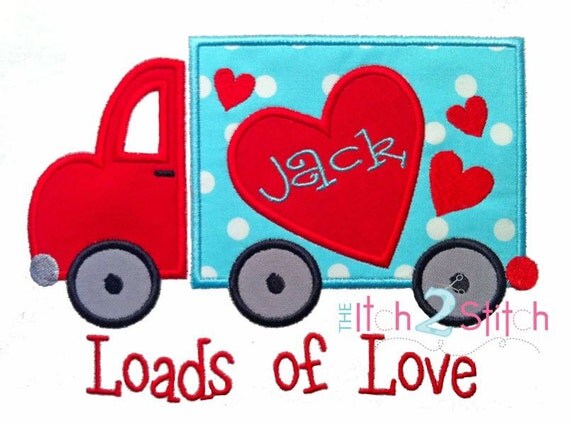 Truck Loads of Love Valentine Monogrammed by BabblingStitches