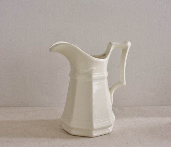 Vintage White Ceramic Water Pitcher