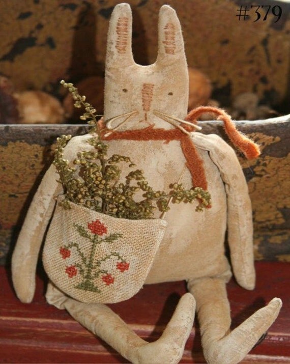 Primitive Folk Art Cross Stitch Pattern Sweet Clover Bunny