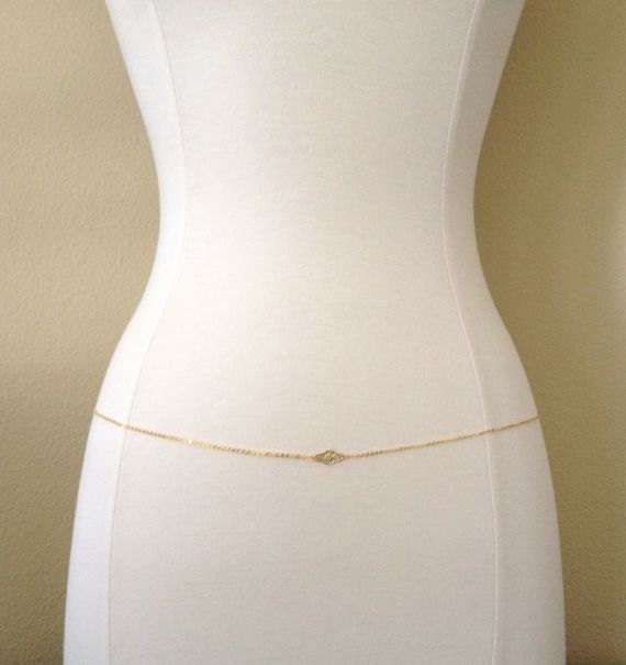 Items similar to 14k Gold Filled Belly Chain with Filigree Connector ...