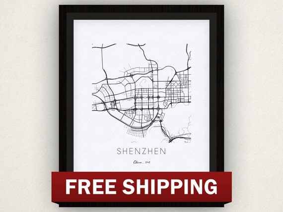 Shenzhen Map Print by iLikeMaps on Etsy