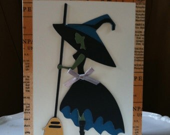 Popular items for witch Halloween card on Etsy