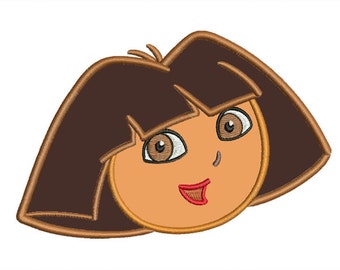 Dora the Explorer Machine Applique Embroidery Design, girl face digital ...