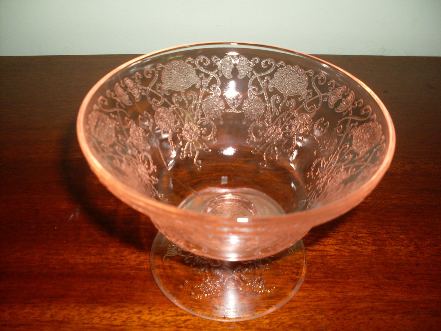 Hazel Atlas Pink Depression Glass / Candy Dish / Serving Bowl, Poppy ...
